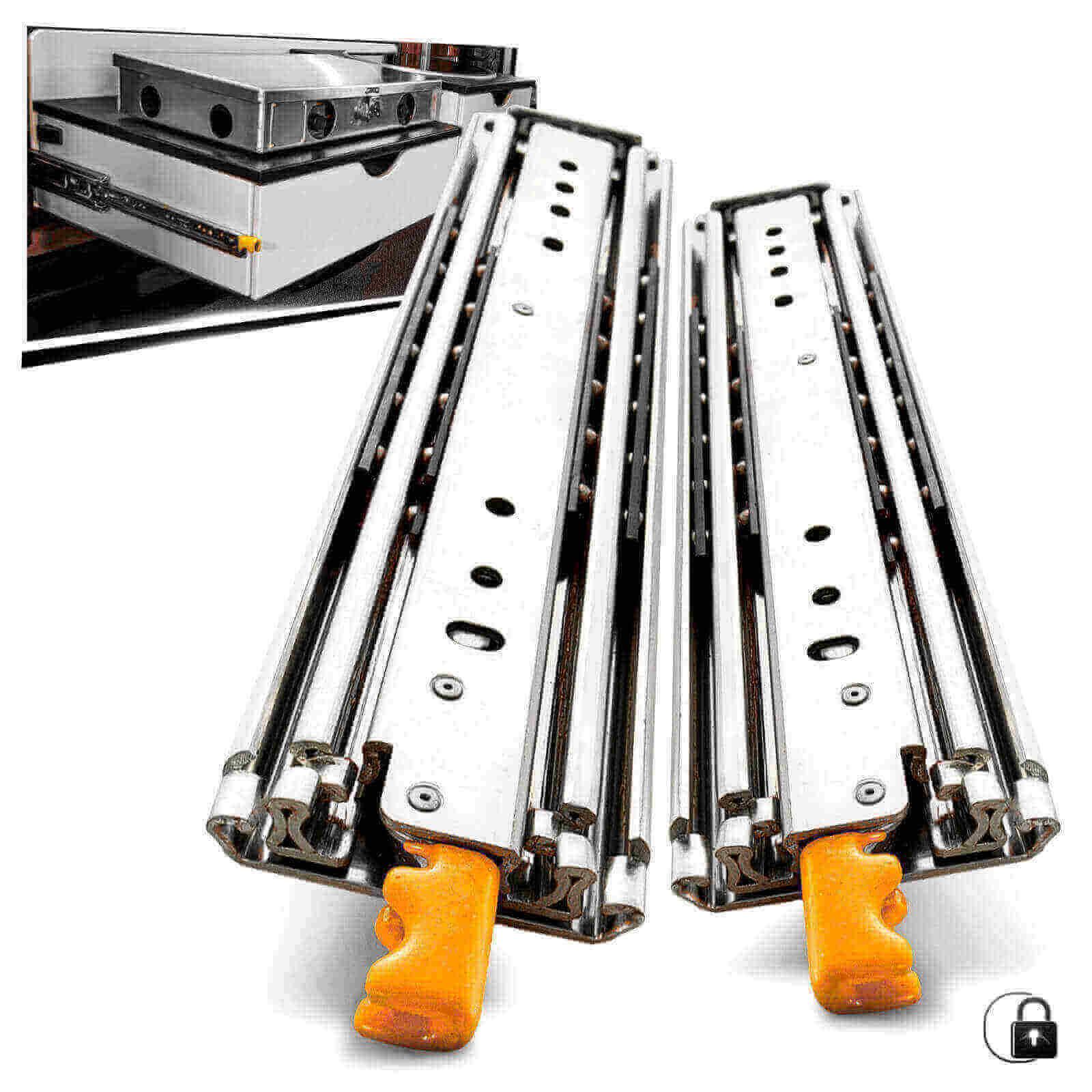 Heavy duty slide rail with lock bearing 440 kg