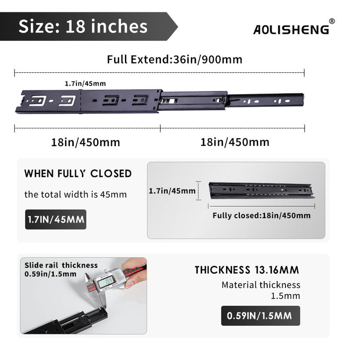 Side Mounted Soft Close Drawer Slide K1245 | AOLISHENG